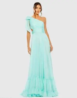 Mac Duggal Tiered One Shoulder Ruched Gown