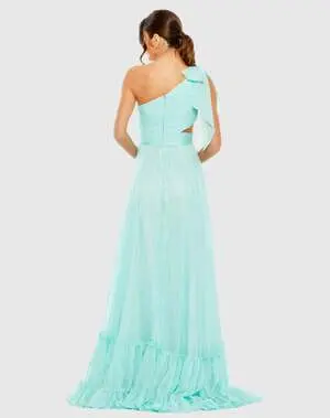 Mac Duggal Tiered One Shoulder Ruched Gown