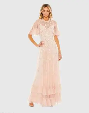 Mac Duggal Floral Embellished Gown - Pink