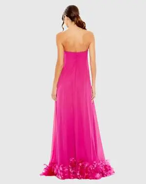 Mac Duggal Strapless Feather Hem Gown - Pink