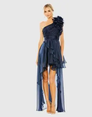 Mac Duggal One-shoulder High-low Gown - Midnight