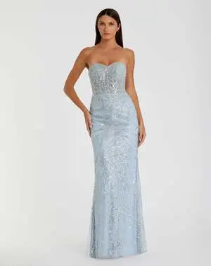 Bead Embellished Strapless Evening Gowns