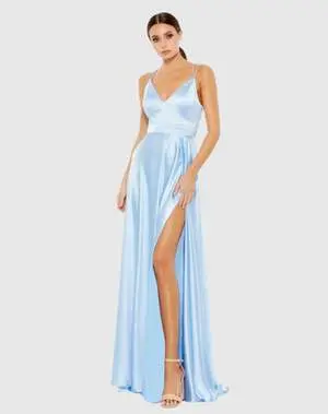 Women's Satin Evening Dresses with Slit