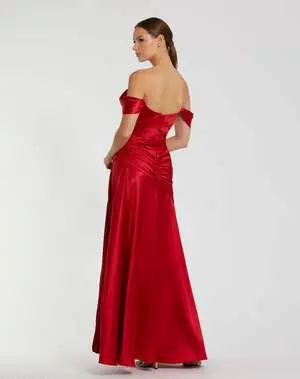 Mac Duggal Satin Off-the-shoulder Gown - Red
