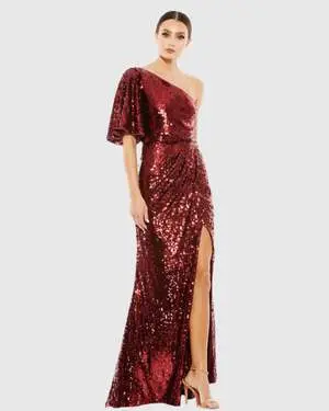 Mac Duggal One-shoulder Sequin Gown