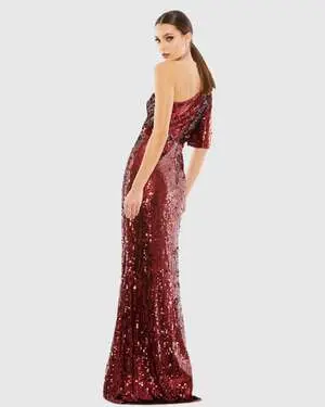Mac Duggal One-shoulder Sequin Gown