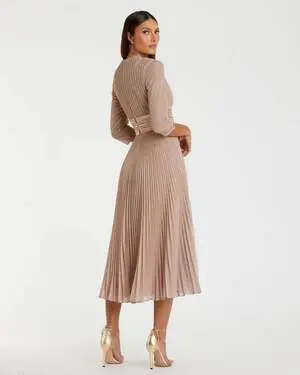 Mac Duggal Shimmering A-line Midi Dress - Pink