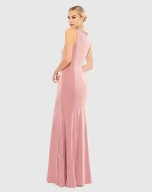 Mac Duggal Embellished Neck Trumpet Gown - Pink