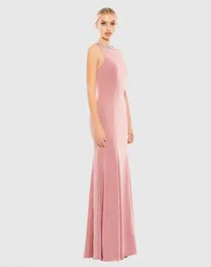 Mac Duggal Embellished Neck Trumpet Gown - Pink