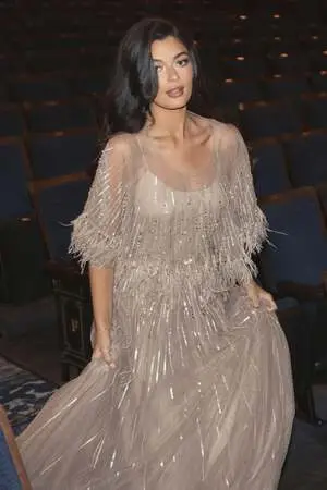 Mac Duggal Embellished A-line Gown With Feather Detail Cape
