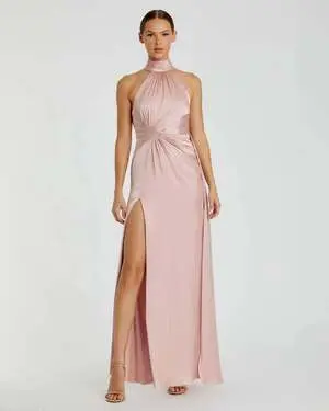 Mac Duggal Sleeveless Open Back Satin Gown - Pink