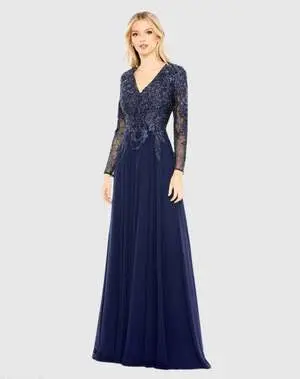 Illusion V-Neck Evening Dresses