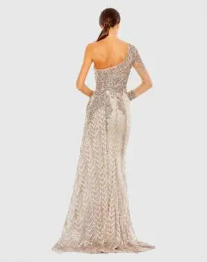 Mac Duggal Embellished One-shoulder A-line Gown