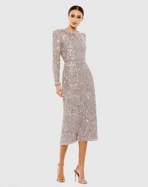 Mac Duggal Embellished High Neck Midi Dress