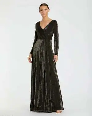 Mac Duggal Lurex Gown With Slit