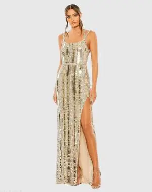Mac Duggal Embellished Detailed Back Gown - Silver