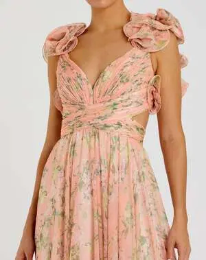 Mac Duggal Floral Cut-out Chiffon Gown - Pink