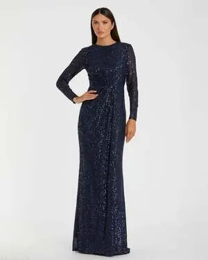 Long Sleeve Sequin Gowns