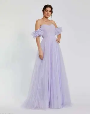 Mac Duggal Off-the-shoulder Tulle A-line Gown
