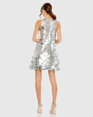 Mac Duggal Paillette Sequin Sleeveless Mini Dress