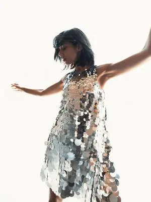 Mac Duggal Paillette Sequin Sleeveless Mini Dress