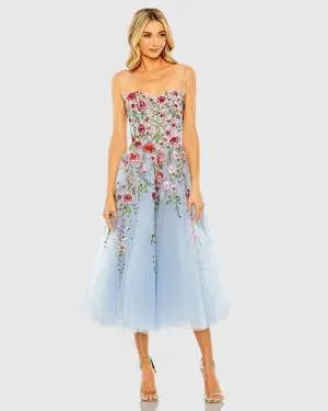 Mac Duggal Floral-embroidered A-line Dress