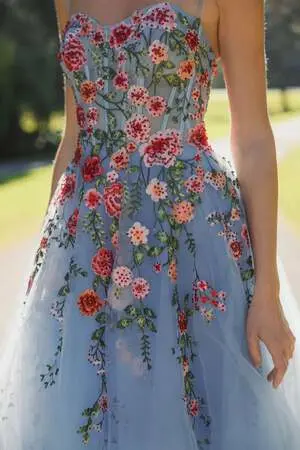 Mac Duggal Floral-embroidered A-line Dress