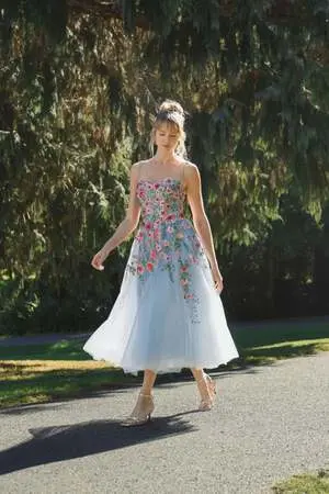 Mac Duggal Floral-embroidered A-line Dress