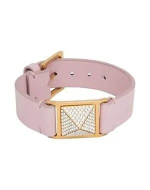 Valentino Garavani Leather Bracelet With Crystals - Pink