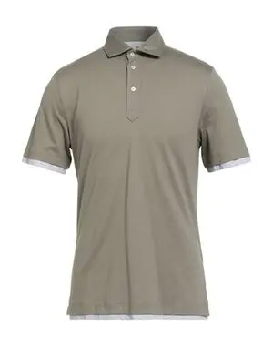 BRUNELLO CUCINELLI Man Polo Shirt Military Green Size S Cotton