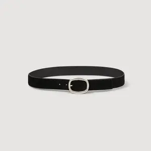 Sandro Wide Leather Belt - Black
