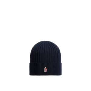 Moncler Moncler Grenoble Rib Knit Wool Beanie Blue
