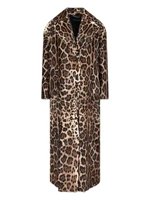 Dolce & Gabbana Double-breasted Leopard Print Goat Leather Coat