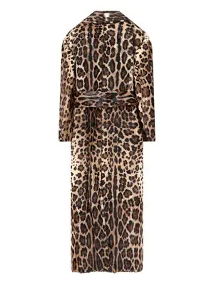 Dolce & Gabbana Double-breasted Leopard Print Goat Leather Coat