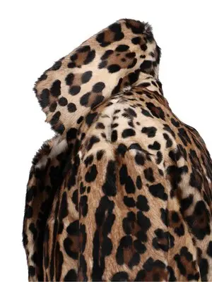 Dolce & Gabbana Double-breasted Leopard Print Goat Leather Coat