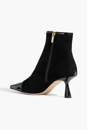 JIMMY CHOO Kix Patent Leather-trimmed Suede Ankle Boots