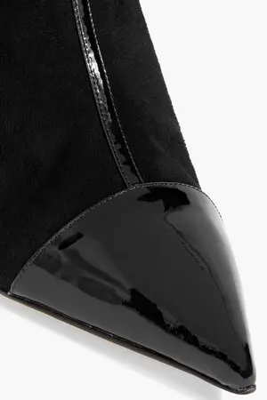 JIMMY CHOO Kix Patent Leather-trimmed Suede Ankle Boots