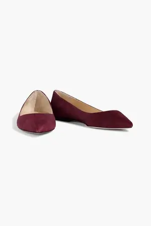 JIMMY CHOO Alina Suede Point-toe Flats