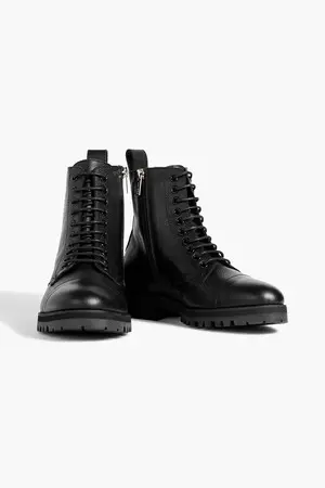 JIMMY CHOO Halden Pebbled-leather Combat Boots