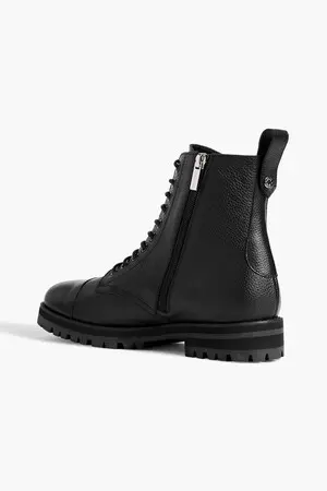JIMMY CHOO Halden Pebbled-leather Combat Boots