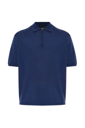 Emporio Armani Polo With Woolen Trim - Navy Blue