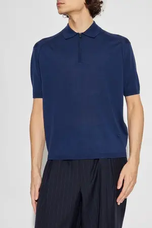 Emporio Armani Polo With Woolen Trim - Navy Blue