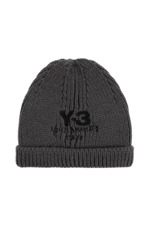 Y3 Woolen Ribbed Beanie - Grey
