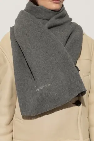 Jacquemus Scarf With Logo - Grey
