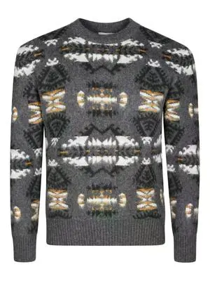 Altea Jacquard Crew-neck Sweater - Grey