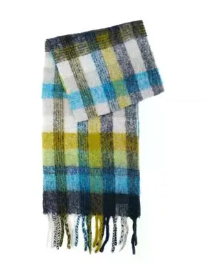 Paul Smith Fringed Check Scarf Green