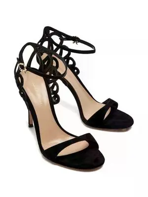 GIANVITO ROSSI 105mm Elisa Cut-out Suede Sandals - Black