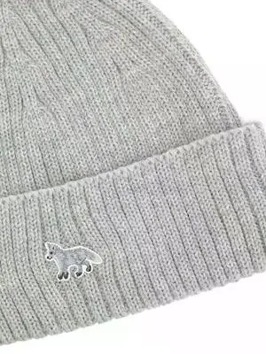 Maison Kitsuné Ribbed Beanie Hat - Grey