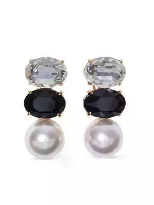 Carolina Herrera Crystal Pearl Clip-on Earrings - Gold