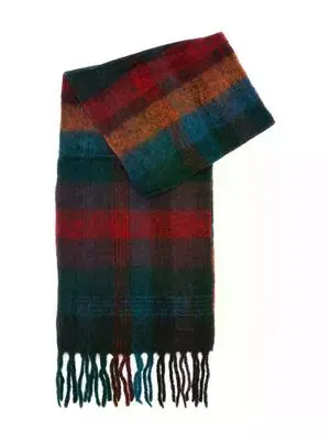 Paul Smith Fringed Check Scarf - Red